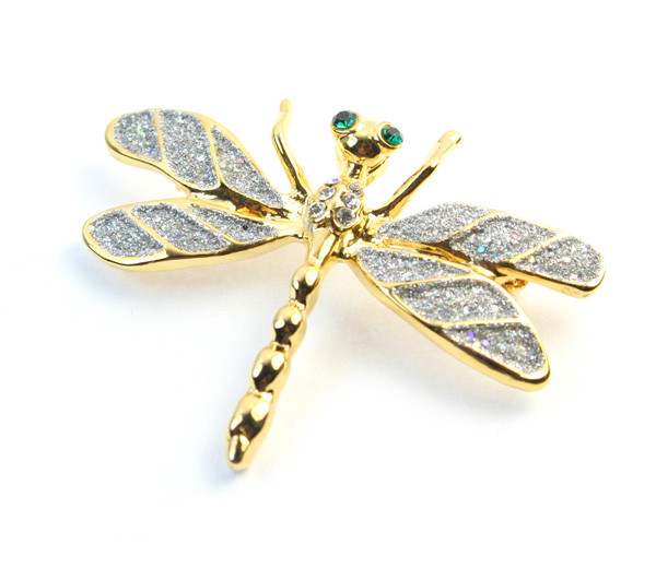 Libelula,brosa placata cu aur de 18 k, colectia Classics | OnlineBijoux.ro