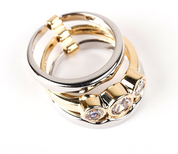 Double ring, inel placat cu aur de 18 k , productie Brazilia ...