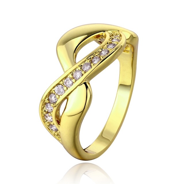 Infinity , inel placat cu aur de 18 k , cu pietricele zirconia ...