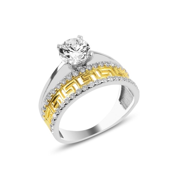 Inel argint 925, rodiat, model inel logodna si verigheta, partial placat cu aur 7583O947 ...